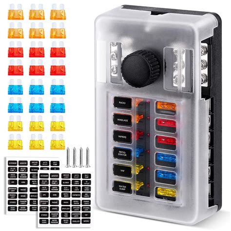 Buy Extractme Upgraded 12 Way Fuse Block Box With Thumbscrew And Led Indicator 12 Circuit Blade
