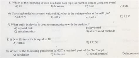 Solved 5 Which Of The Following Is Used As A Basic Data