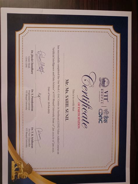 ai datascience certification learning sahil sunil