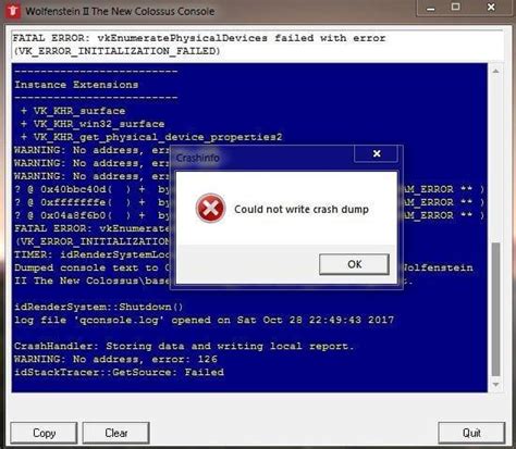 Ошибка wolfenstein 2 the new colossus vk error initialization failed