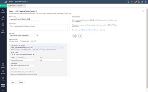 zoho analytics setup datasource via ftp connection joel lipman