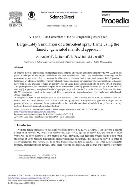 Pdf Large Eddy Simulation Of A Turbulent Spray Flame Using The Flamelet Generated Manifold
