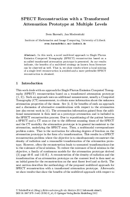 Pdf Spect Reconstruction With A Transformed Attenuation Prototype At