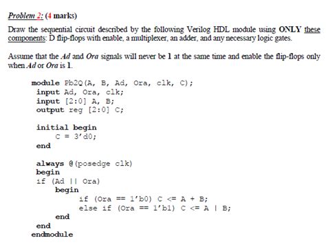 Solved Problem Marks Draw The Sequential Circuit Chegg
