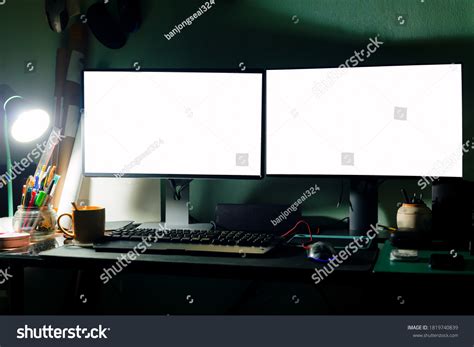 180 Two Computer Monitor Station Images Stock Photos Vectors Shutterstock