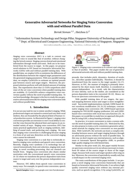 Pdf Generative Adversarial Networks For Singing Voice Conversion With