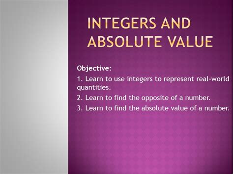 Integers And Absolute Value Powerpoint
