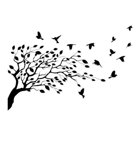 Tree Fllying Away Birds Reusable Stencil Sizes A5 A4 A3 Craft Etsy