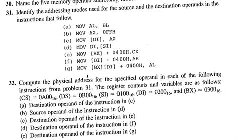 Solved Identify The Addressing Modes Used For The Source Chegg