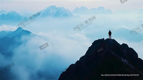 Ai创作图志怀高远 总经理业务员日出高山 峰会背影 山高人为峰登山 山巅孤高意境 登峰造极背景 登高望远向上攀登 山高致远 看云海的人 再登