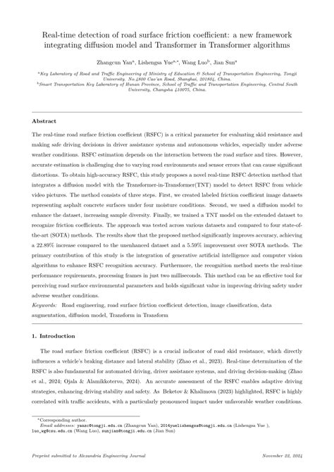 Pdf Real Time Detection Of Road Surface Friction Coefficient A New Framework Integrating