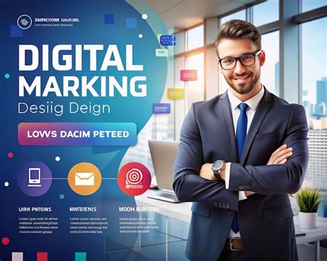 Digital Marketing Poster Design With Businessman Premium Ai Generated