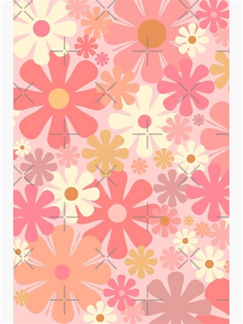 Blush Pink Vintage Aesthetic Floral Pattern Pastel Pink Flowers 60s