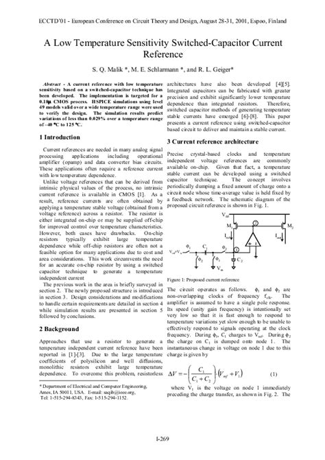 Pdf A Low Temperature Sensitivity Switched Capacitor Current Reference