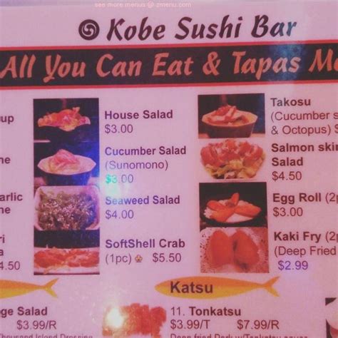 Online Menu Of Kobe Sushi Bar Restaurant Las Vegas Nevada 89147 Zmenu