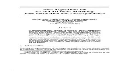 pdf new algorithms for 2d and 3d point matching pose new