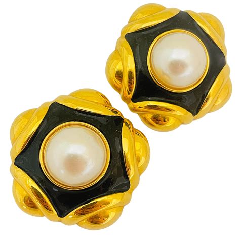 Barrera For Avon Gold Vintage Faux Stones Designer Clip On Earrings For