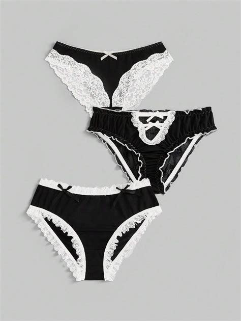 Romwe Goth Gothic Maid Black Mesh Splice Lace Bow Detail Bowknot