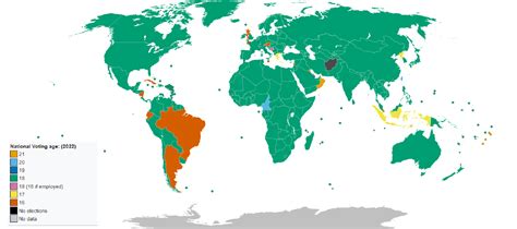 Voting Age Around The World Map A Voting Age Is A Minimum Age
