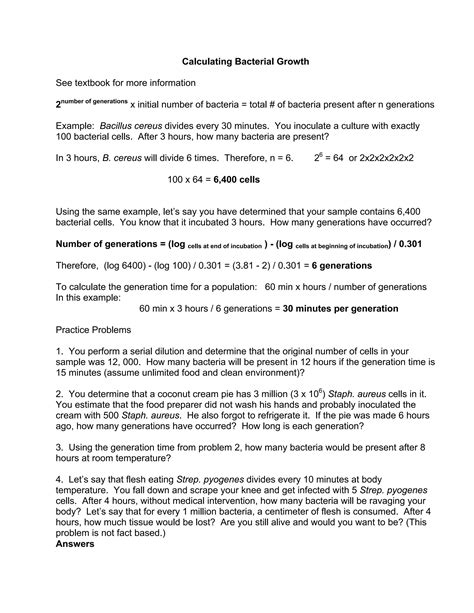 Calculating Bacterial Growth Pdf