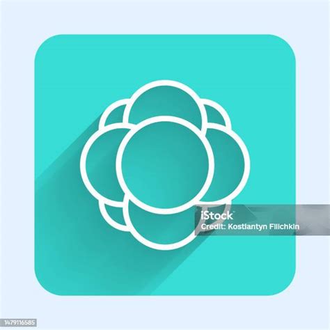 흰색 선 긴 그림자로 격리된 분자 아이콘입니다 화학에서 분자의 구조 과학 교사 혁신적인 교육 포스터 녹색 사각형 버튼 벡터 0명에 대한 스톡 벡터 아트 및 기타 이미지