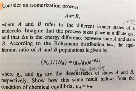 Consider an isomerization process 희석 where A and B Chegg