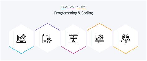 Programming And Coding 25 Line Icon Pack Including Development Bug Management Programming