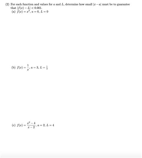 Solved For Each Function And Values For A And L Determine Chegg Com