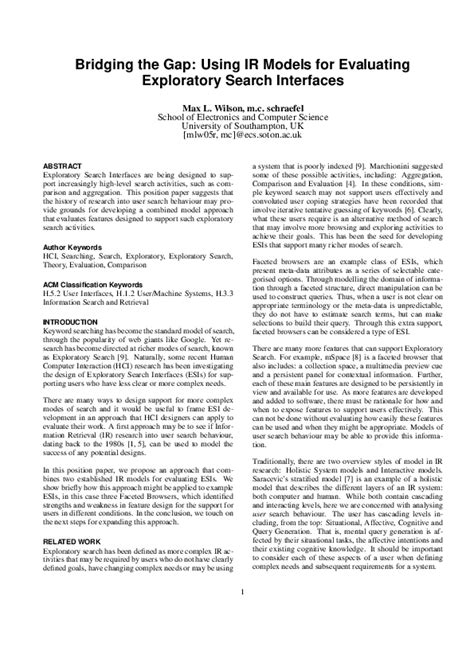 Bridging The Gap Using Ir Models For Evaluating Exploratory Search