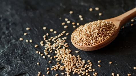 Kitchen Essentials Sesame Seeds On Dark Counter Premium Ai Generated