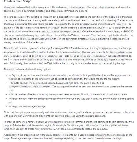Solved Create A Shell Script Using Your Preferred Text