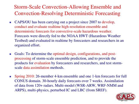 Ppt Convective Scale Numerical Weather Prediction And Data Assimilation Research At Caps