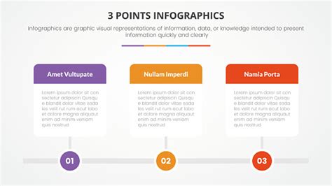 3 포인트 또는 스테이지 3 포인트 목록이있는 슬라이드 프리젠 테이션을위한 올바른 방향과 정사각형 타임 라인이있는 인포 그래픽 개념 텍스트 박스에 대한 스톡 벡터 아트 및