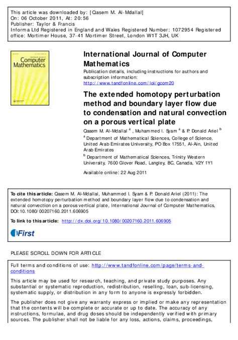 Pdf The Extended Homotopy Perturbation Method And Boundary Layer Flow Due To Condensation And