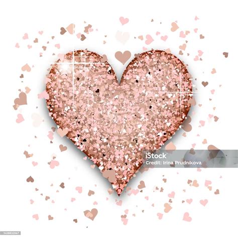 반짝이는 조명 효과의 핑크 골드 하트 흰색 배경에 고립 된 색종이 입자 화려함에 대한 스톡 벡터 아트 및 기타 이미지 화려함 0명 2월 Istock