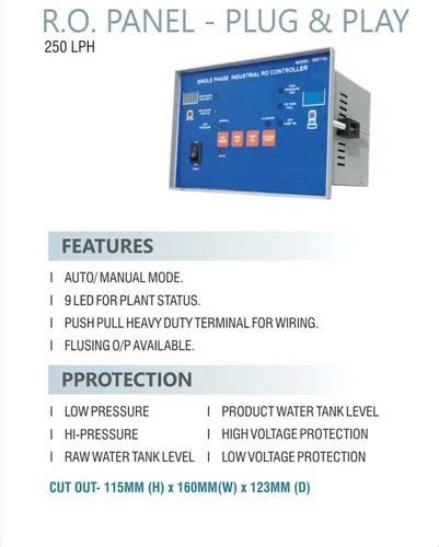 single phase ro panel 250lph plug play model at best price in ahmedabad