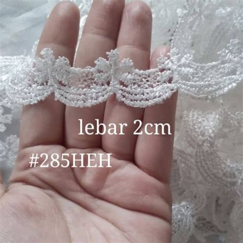 1 Meter Renda Putih Corak Reben White Lace 285heh Hiasan Baju Chemical Border Lace Renda