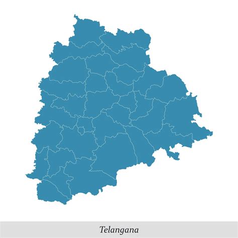 Map Of Telangana Is A State Of India With Districts 41268874 Vector Art