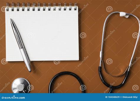 Stethoscope On A Red Table Concept Medicine Stock Image Image Of Heart Equipment 104348639