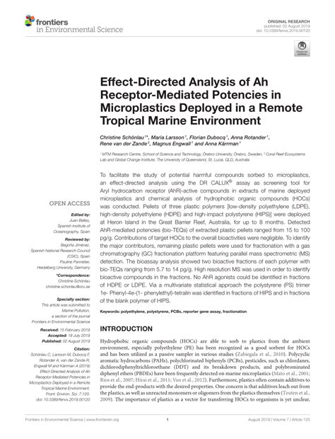 Pdf Effect Directed Analysis Of Ah Receptor Mediated Potencies In