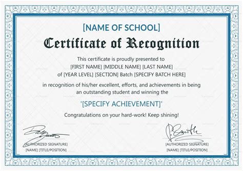 Outstanding Student Recognition Certificate Design Template I