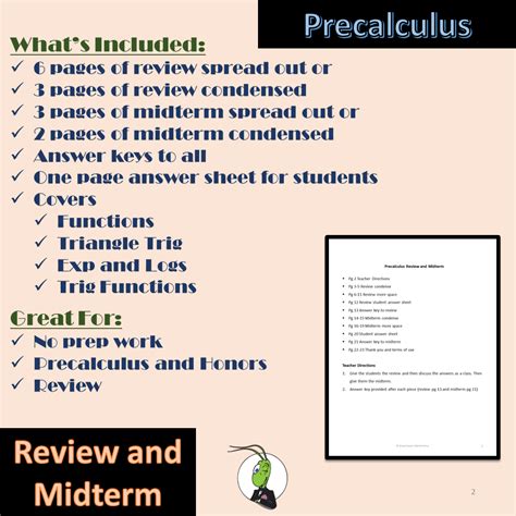 Precalculus Midterm And Review Functions Exp Logs Trig Functions