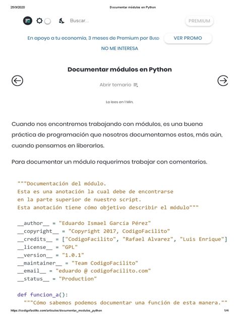 Documentar Módulos En Python Pdf Python Lenguaje De Programación