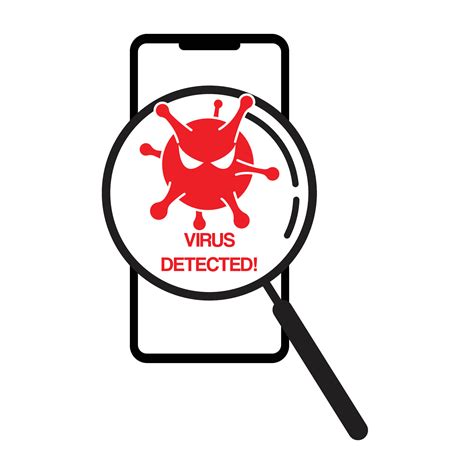 Smartphone Malware Virus And Bugs Detected Illustration With Magnifier On Smartphone Screen