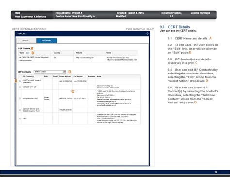 Example Of UI Specification Document Project A Behance
