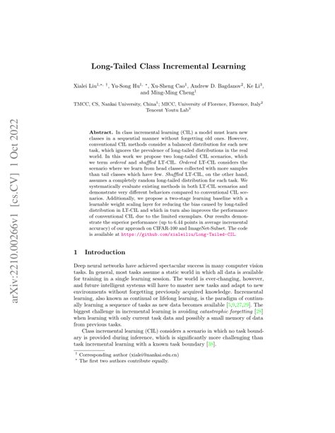 Pdf Long Tailed Class Incremental Learning