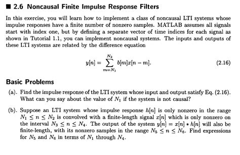 Solved Noncausal Finite Impulse Response Filters In Chegg