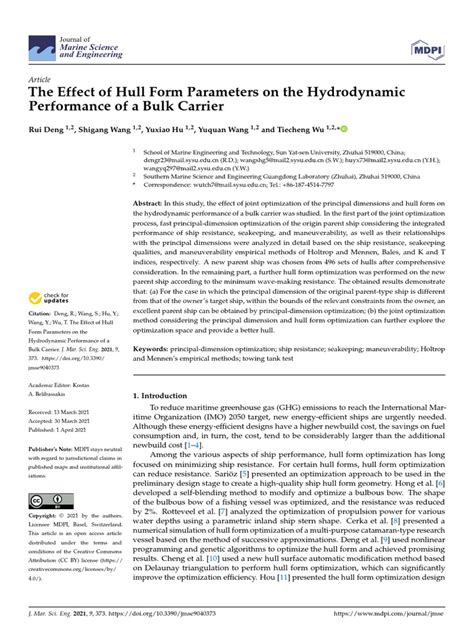 The Effect Of Hull Form Parameters On The Hydrodynamic Performance Of A