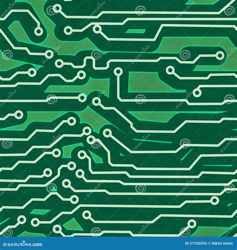 Green Computer Circuit Board Seamless Background Stock Illustration