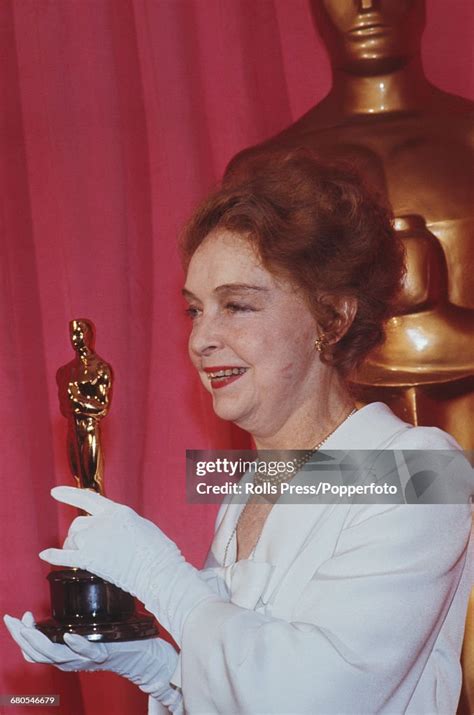 American Actress Lillian Gish Pictured Holding Her Honorary Oscar